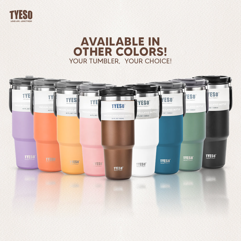 Original Tyeso Vacuum Insulated Tumbler with Handle & Straw 600ml/750m ...